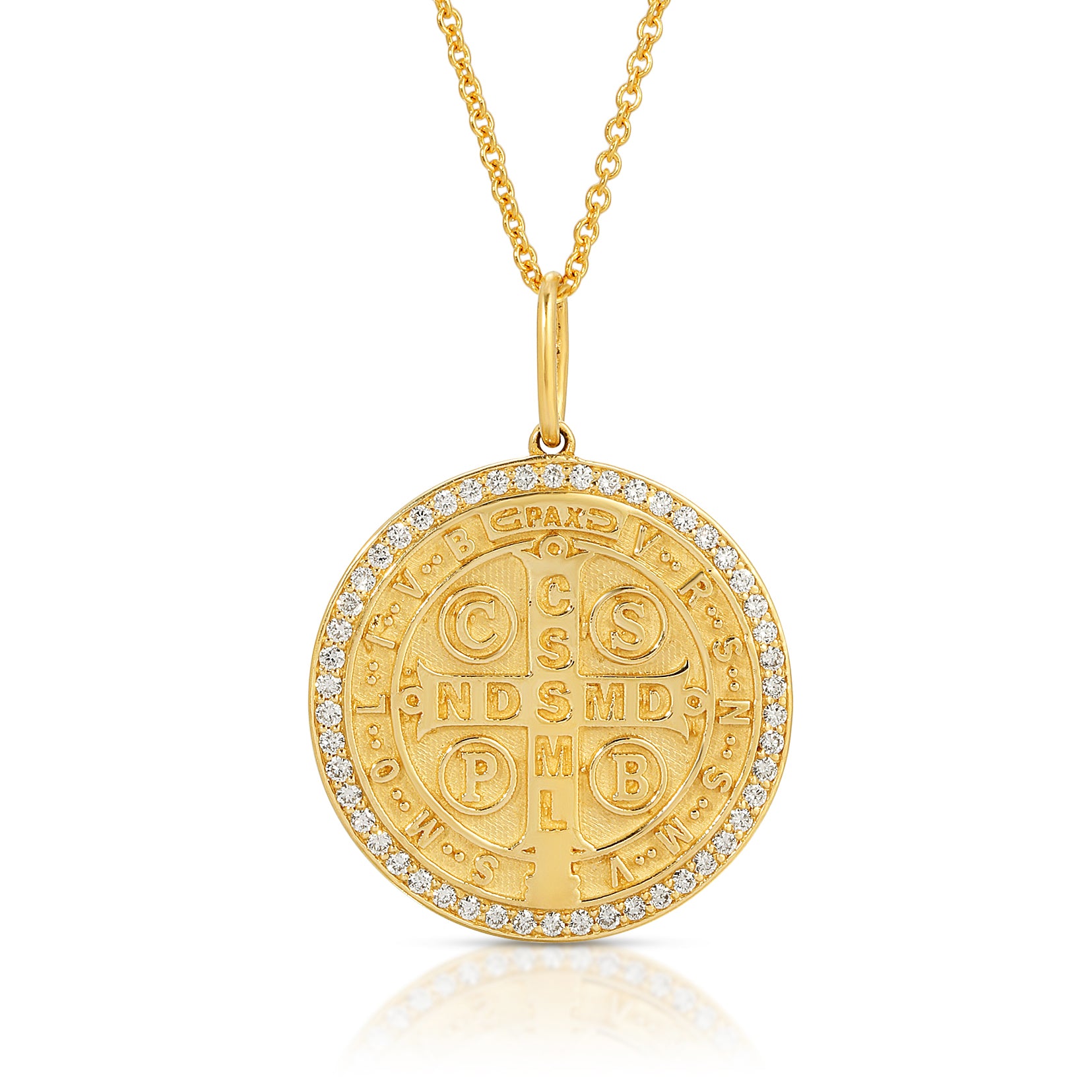 14k Saint Benedict Coin Pendant with Diamonds – Saint by Ira DeWitt