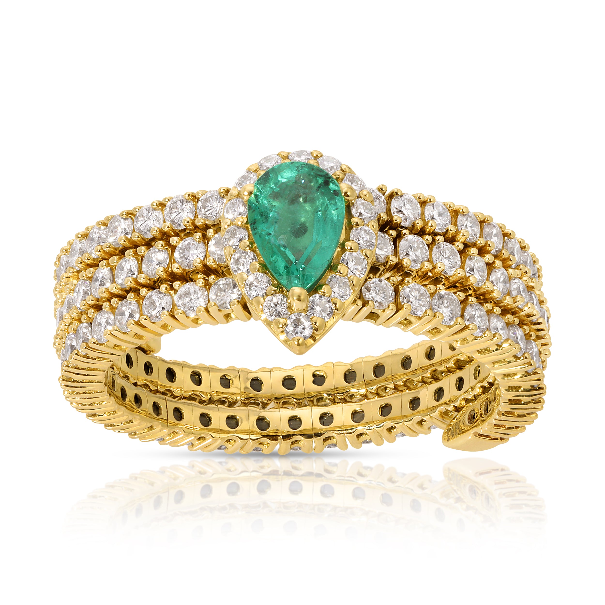 14k Water Drop Emerald Wrap Ring with Diamonds – Saint by Ira DeWitt