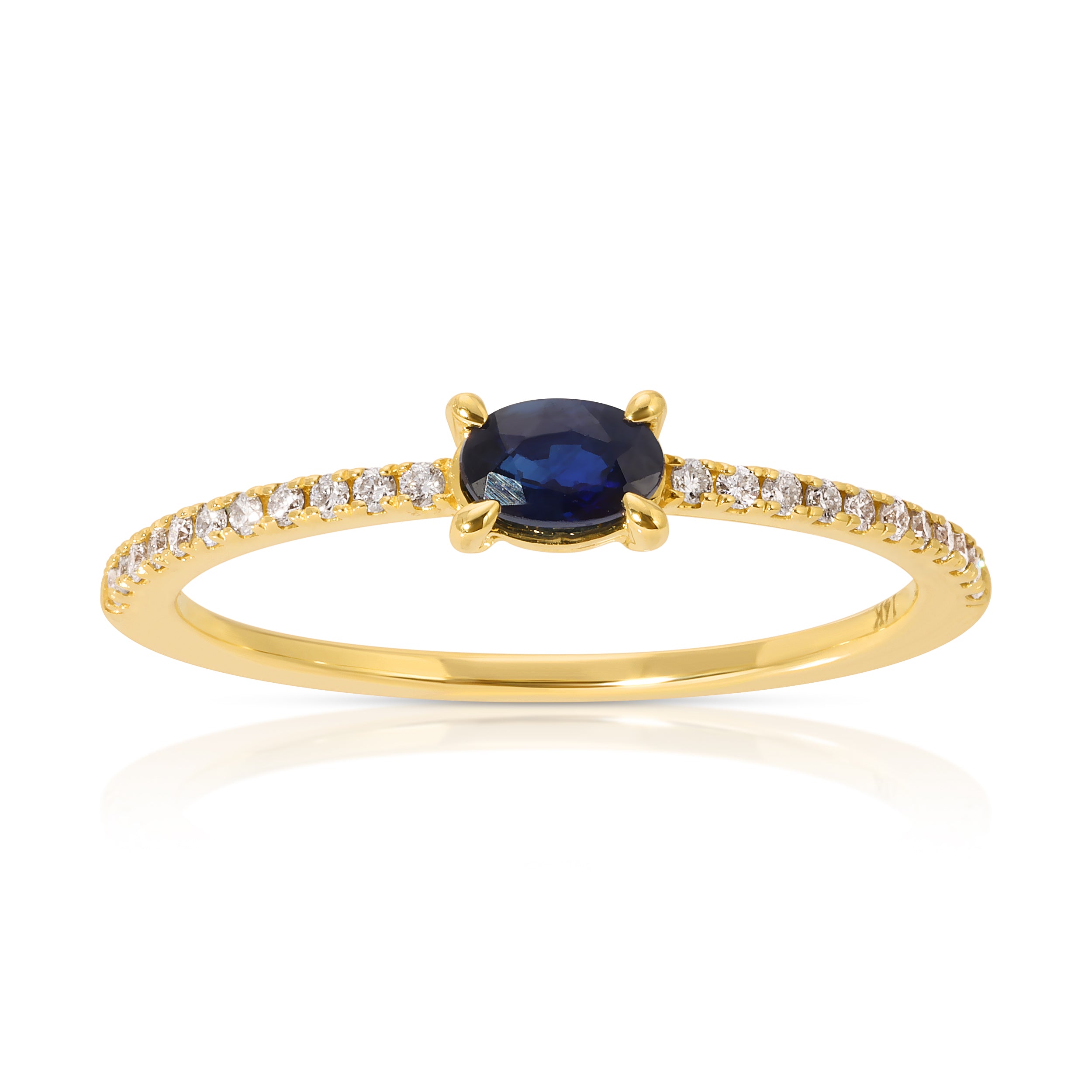 14k Oval Blue Sapphire Stack Ring with Diamonds – Saint by Ira DeWitt