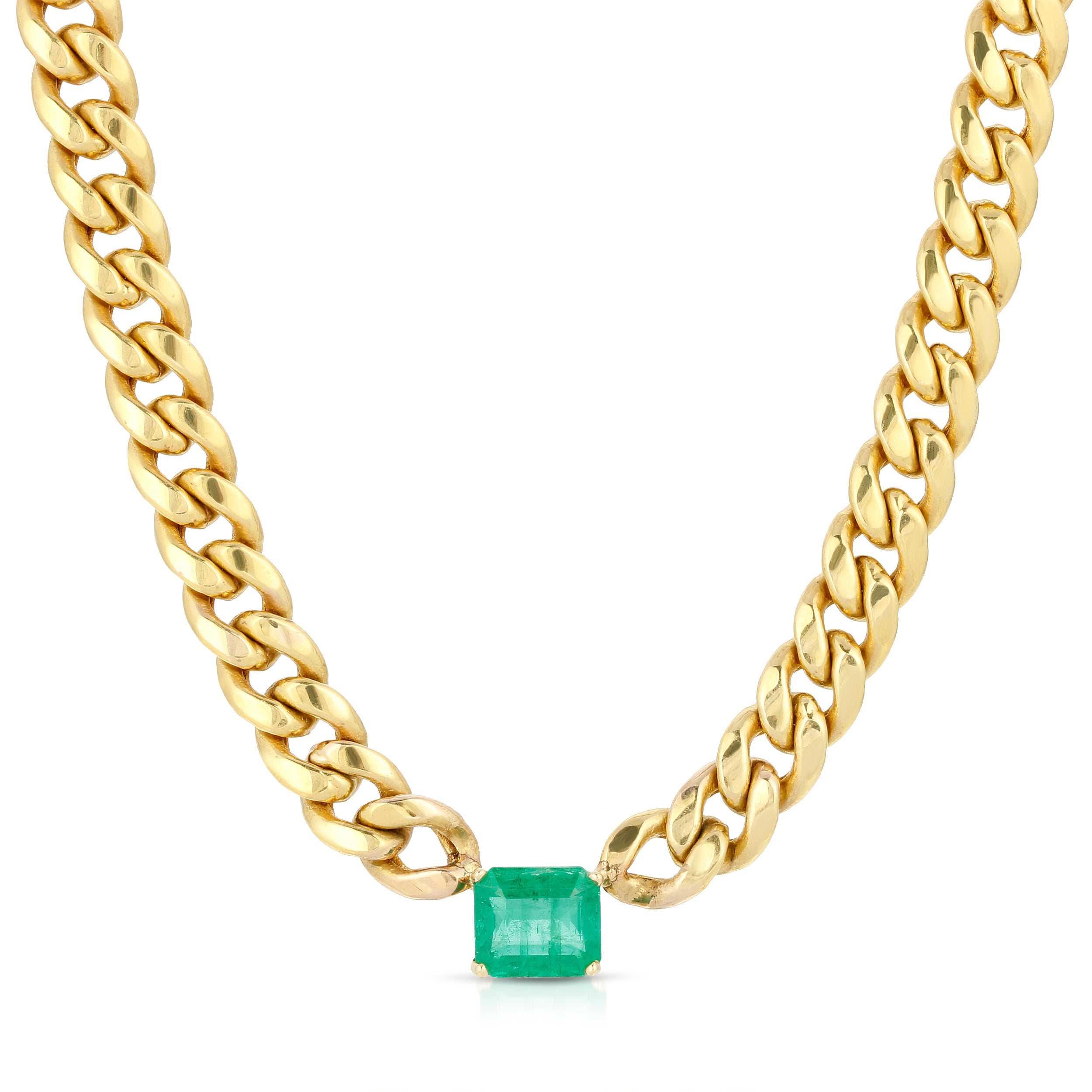 14k Emerald Cuban Chain Link Necklace – Saint by Ira DeWitt